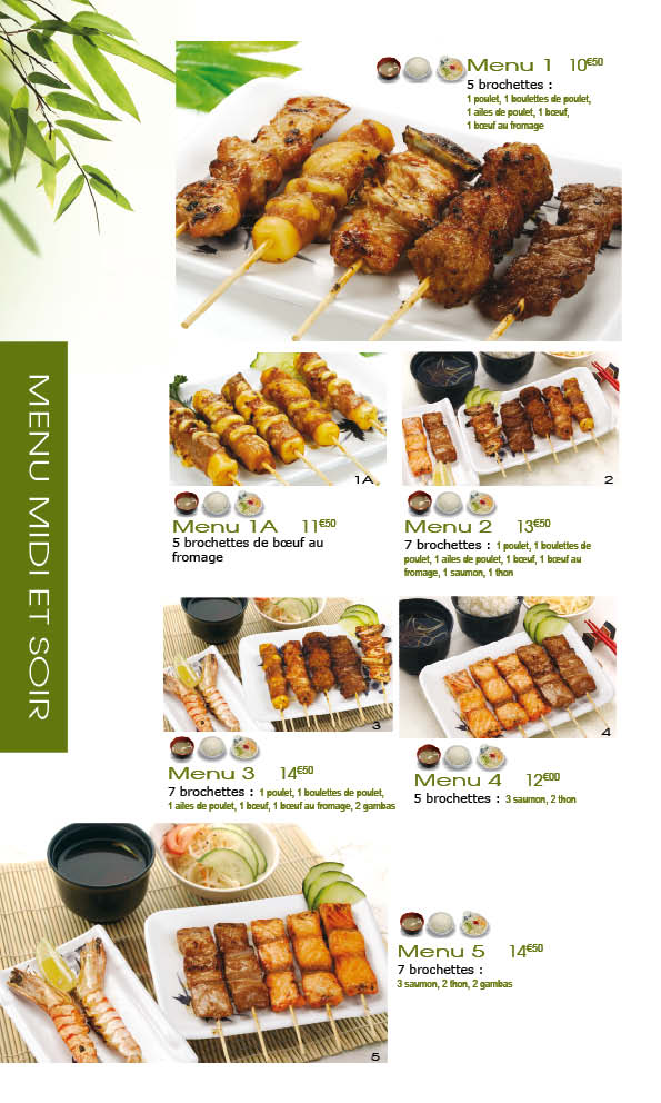 Menu Midi et Soir - Washi