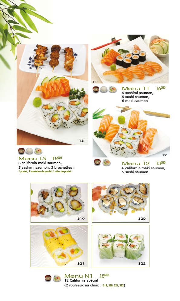 Menu Midi et Soir - Washi